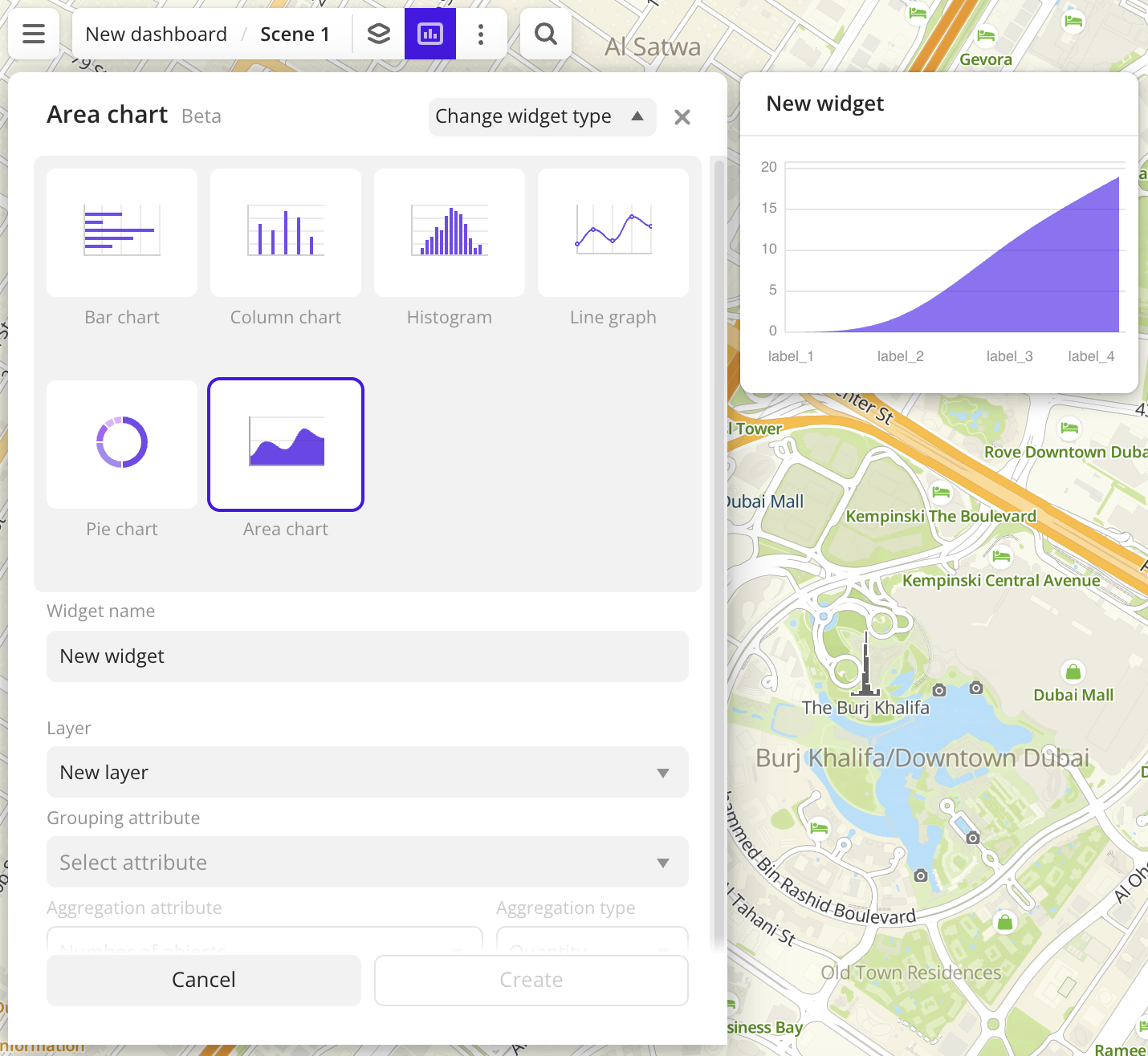 Area chart | Urbi Pro | 2GIS Documentation